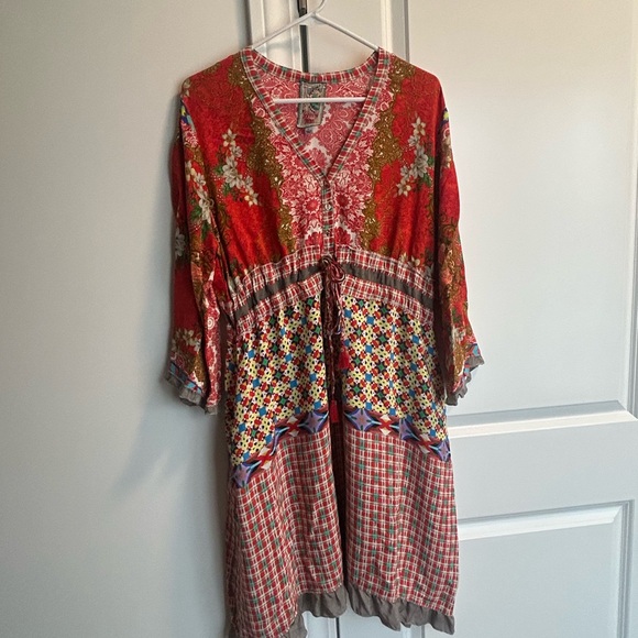 Johnny Was | Dresses | Johnny Was Red Rayne V Neck Crepe Dress | Poshmark